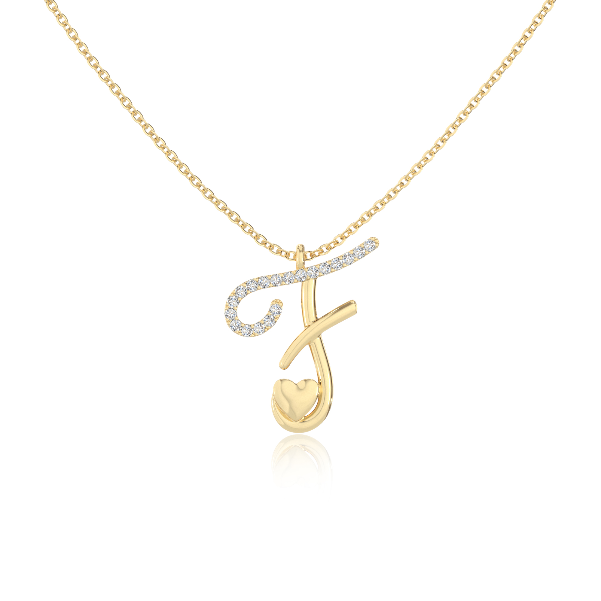 Moissanite Alphabet-F Shape Pendant Necklaces for Women in 18K Yellow ...