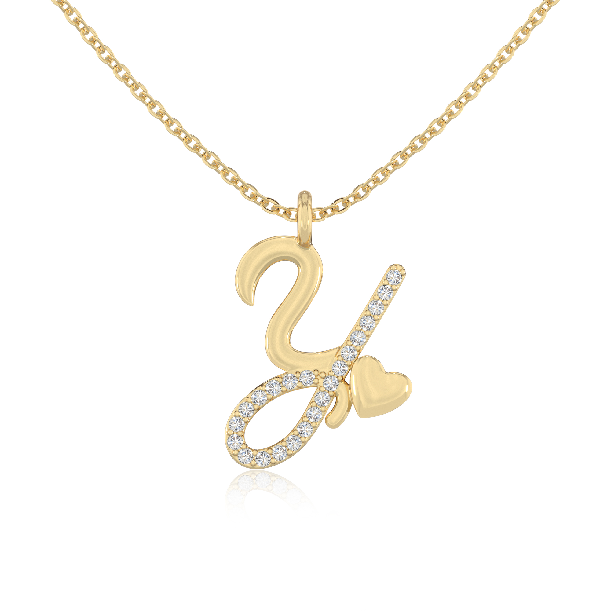 Moissanite Alphabet-Y Shape Pendant Necklaces for Women in 18K Yellow ...