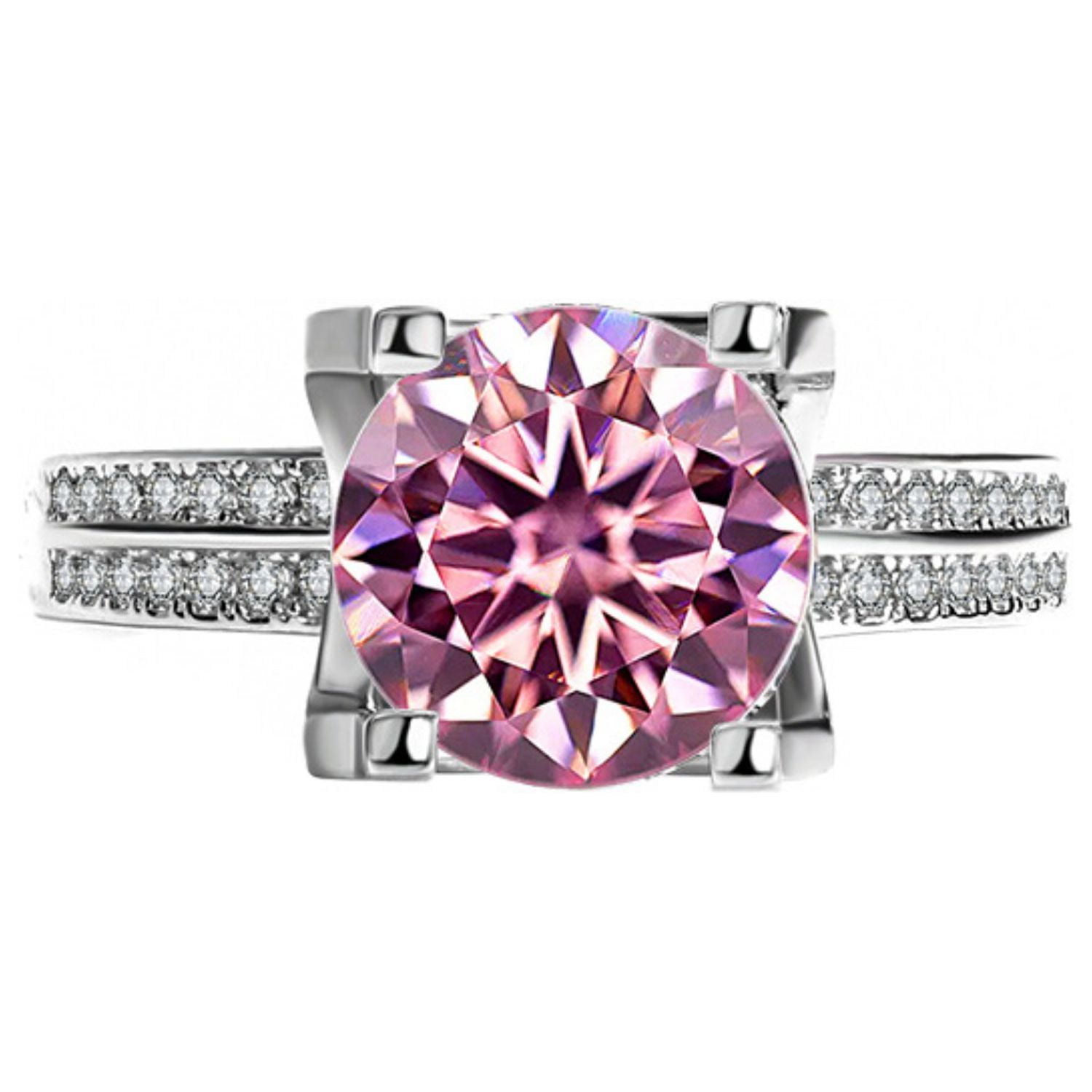 Moissanite Diamond Rings for Women 3ct Round Cut D Color VVS1 925 Sterling Silver Promise ...