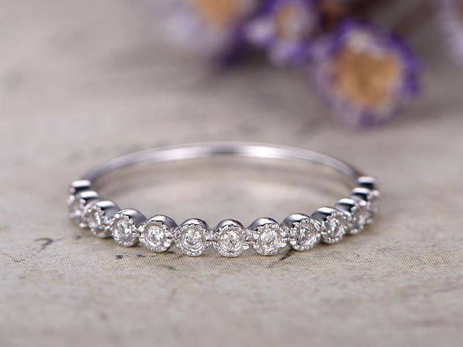 Moissanite Diamond Wedding Bands women half Eternity Ring Engagement Ring stacking matching band ...