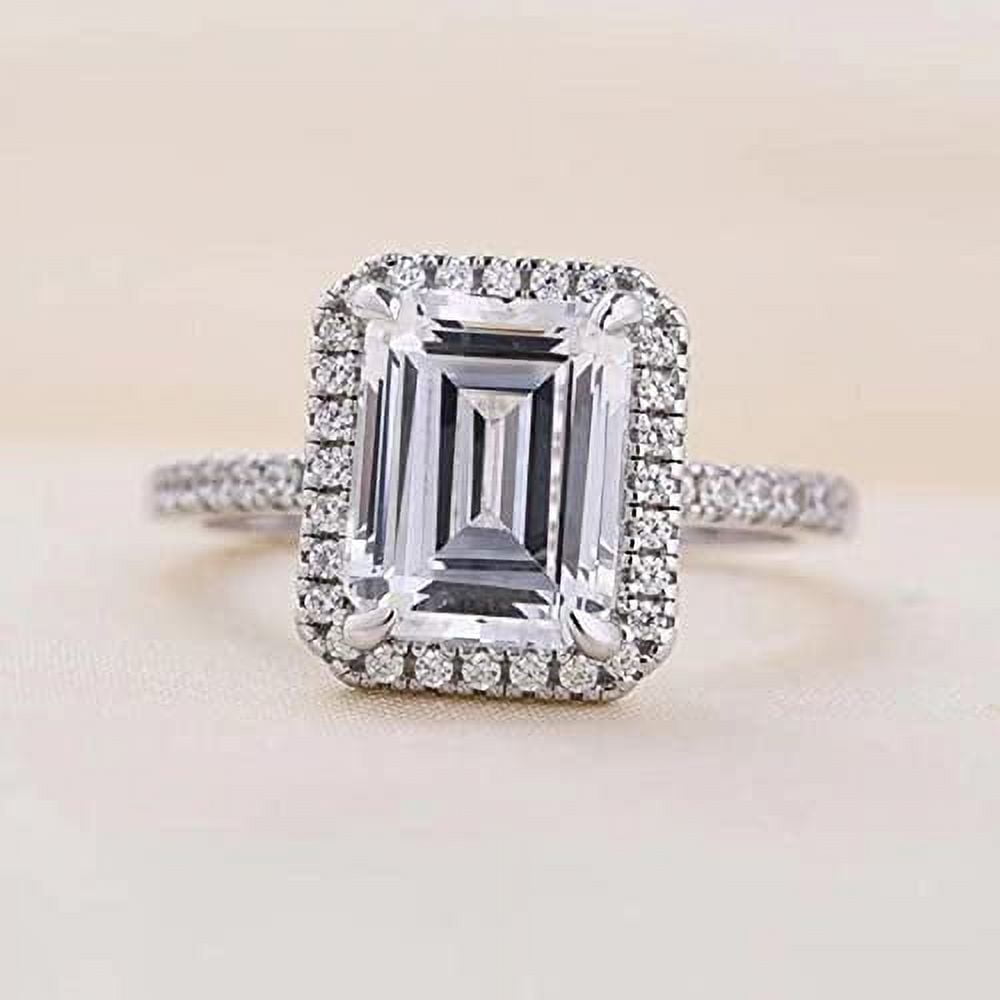 Moissanite Emerald Cut Engagement Ring 3.20 Ct Moissanite Solitaire ...