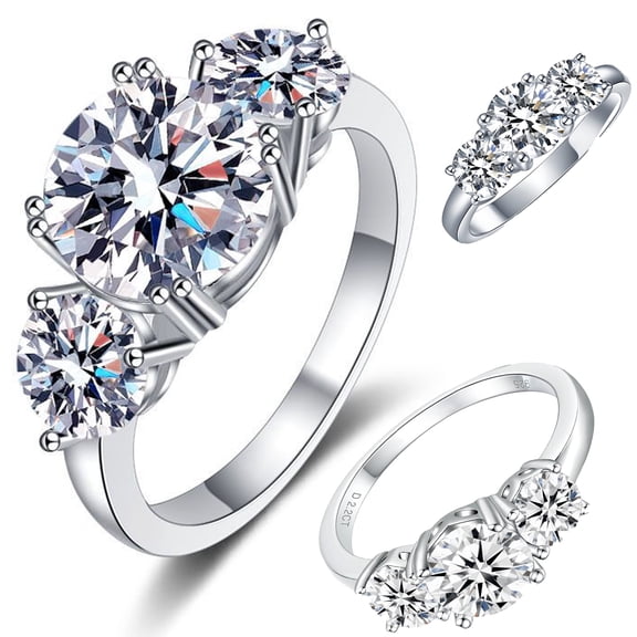Moissanite Engagement Ring, 925 Sterling Silver Rings D Color VVS1 Lab ...