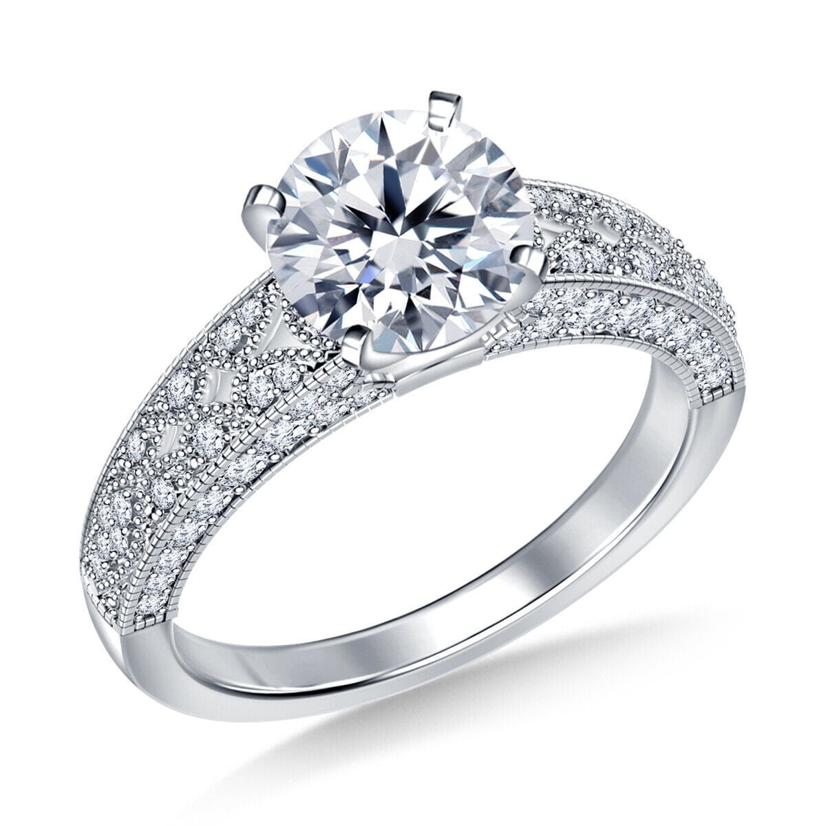 Moissanite Engagement Ring For Women, 2.50 cts Round Cut VVS1 ...