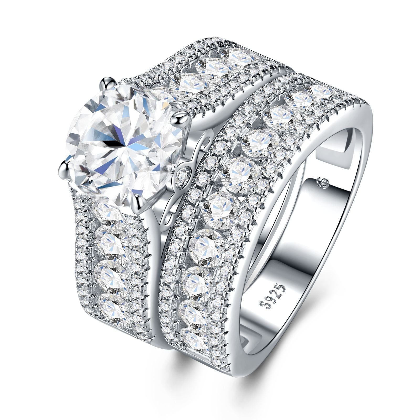 Moissanite Engagement Ring Set D Color VVS1 Bridal Sets Wedding Rings ...