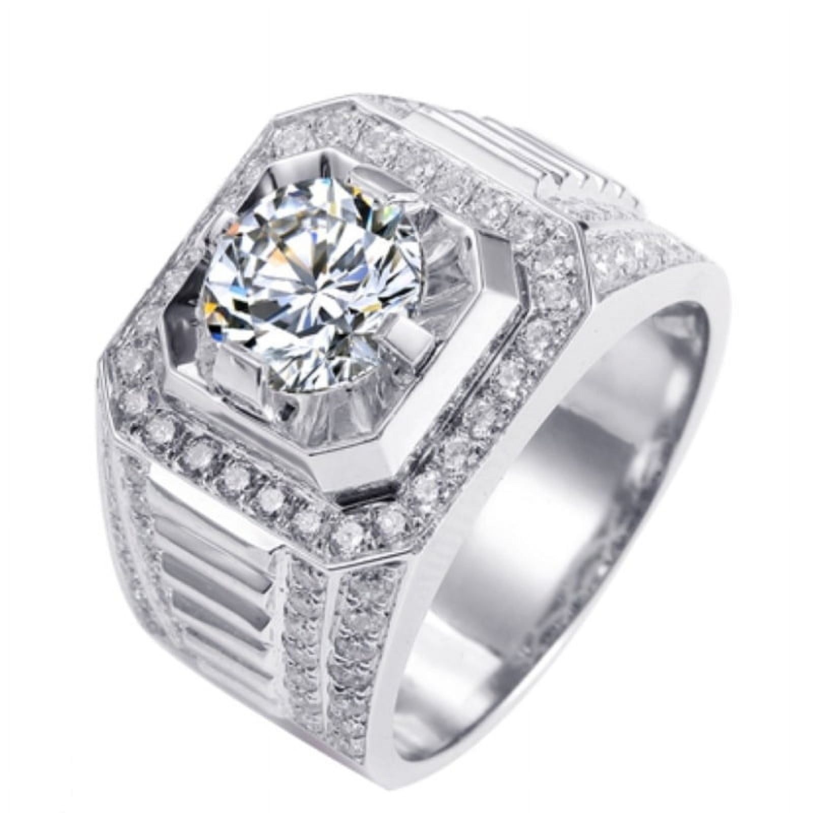 Moissanite Engagement Rings Men's Wedding Band 925 Sterling Silver 14K ...