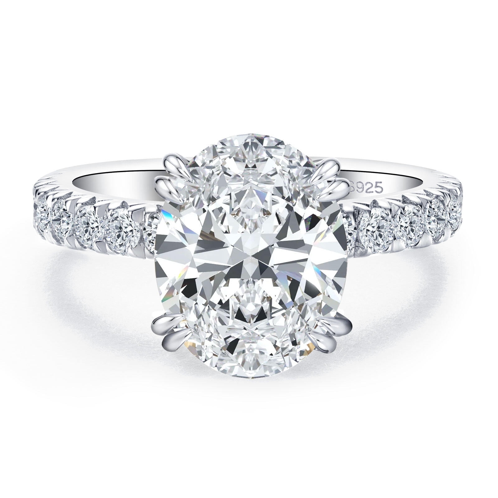 Bo.Dream Moissanite Engagement Ring 5ct Oval Cut D Color 925 Sterling Silver Wedding Rings for ...