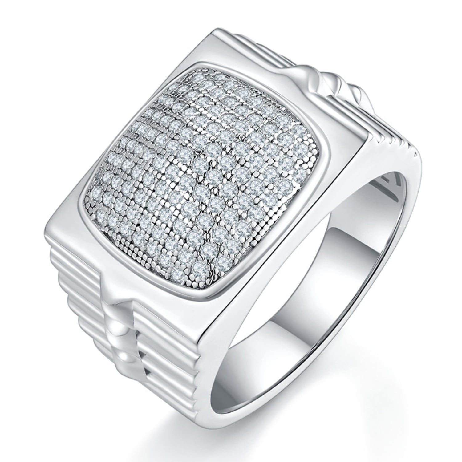 Moissanite Hip Hop iced out Rings D/ E Color VVS1 S925 Sterling Silver Diamond Pave Rings ...