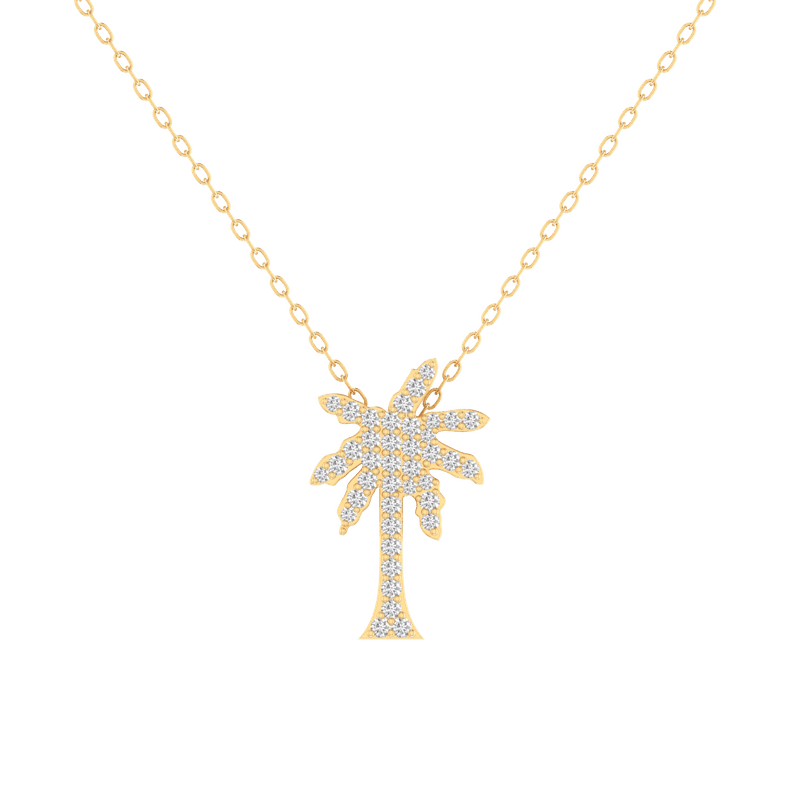 Moissanite Palm Tree Pendant Necklace, 14K Yellow Gold Plated - Walmart.com