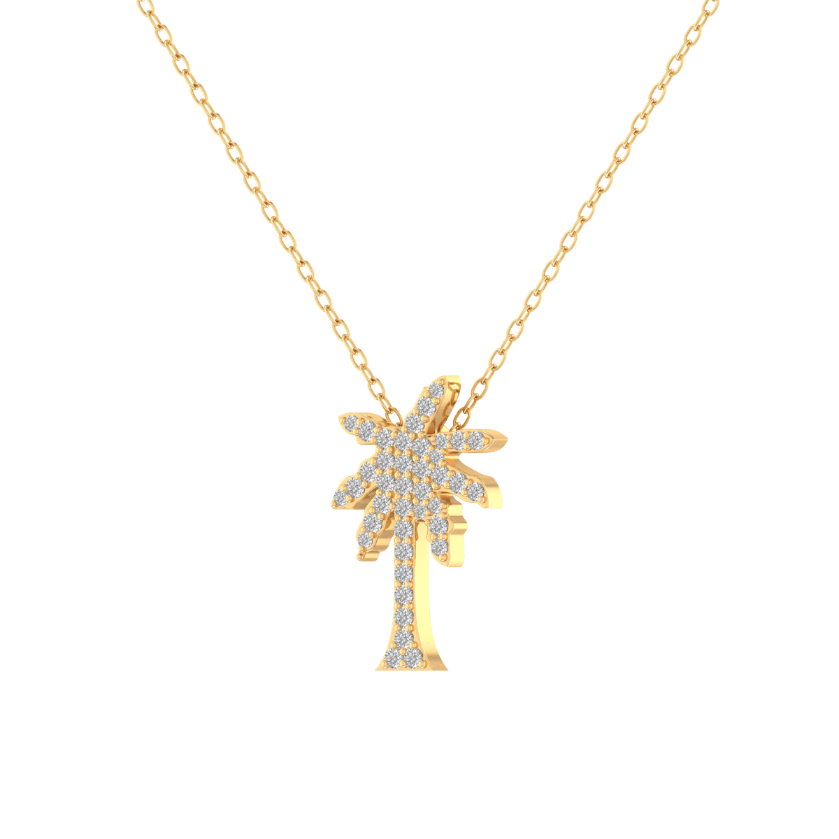 Moissanite Palm Tree Pendant Necklace in 18kt Gold Over Sterling Silver ...