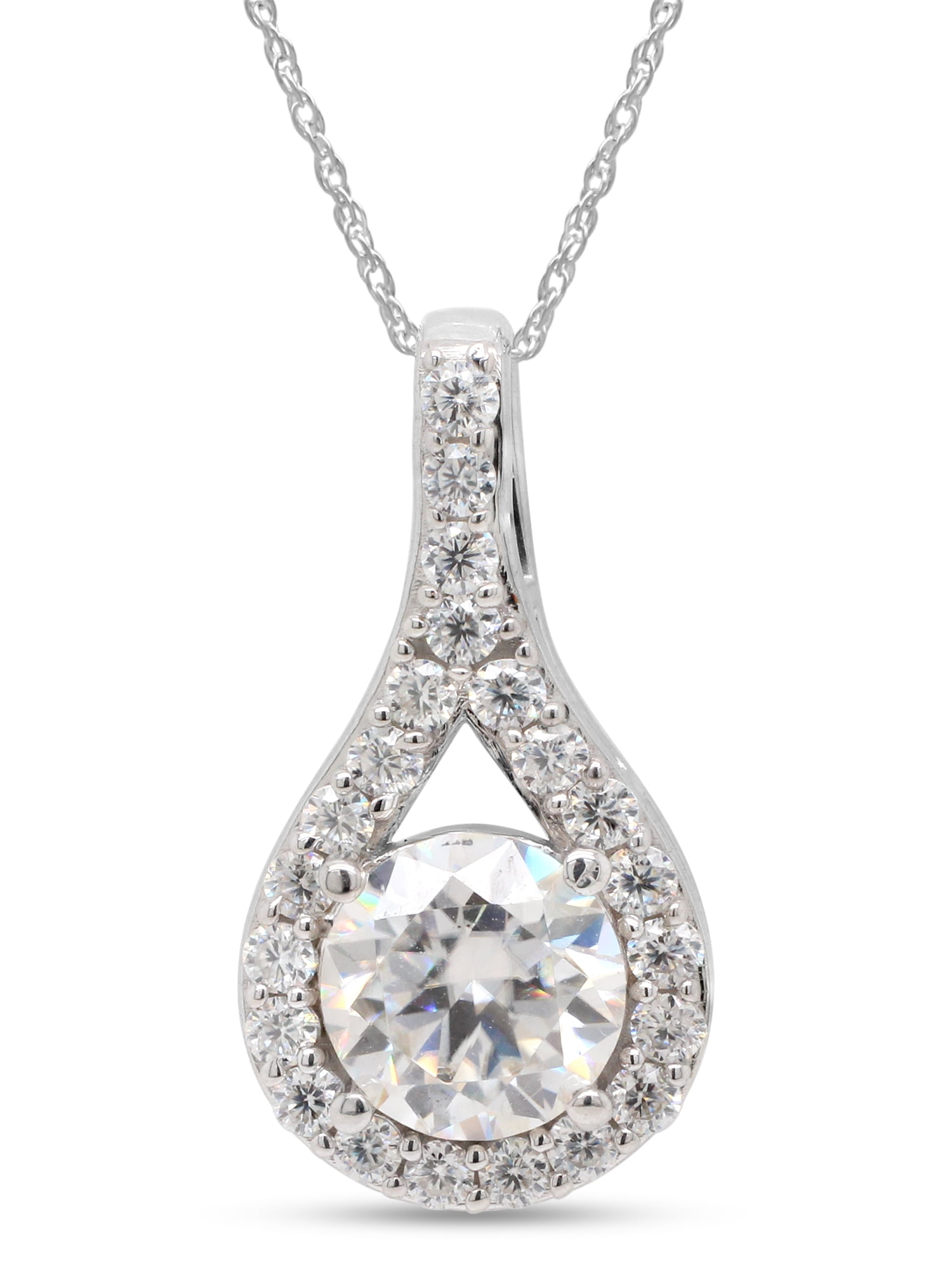 Moissanite Pendant Necklace 1.5CT 18K White Gold Over Sterling Silver D ...