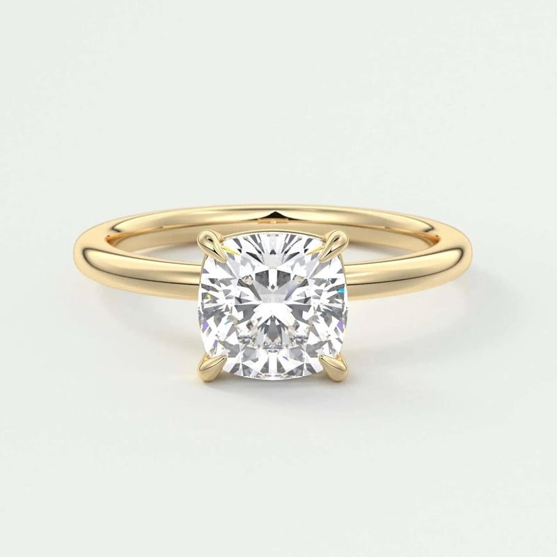 Moissanite Ring Cushion cut gemstone Ring engagement ring Gold Plated ...