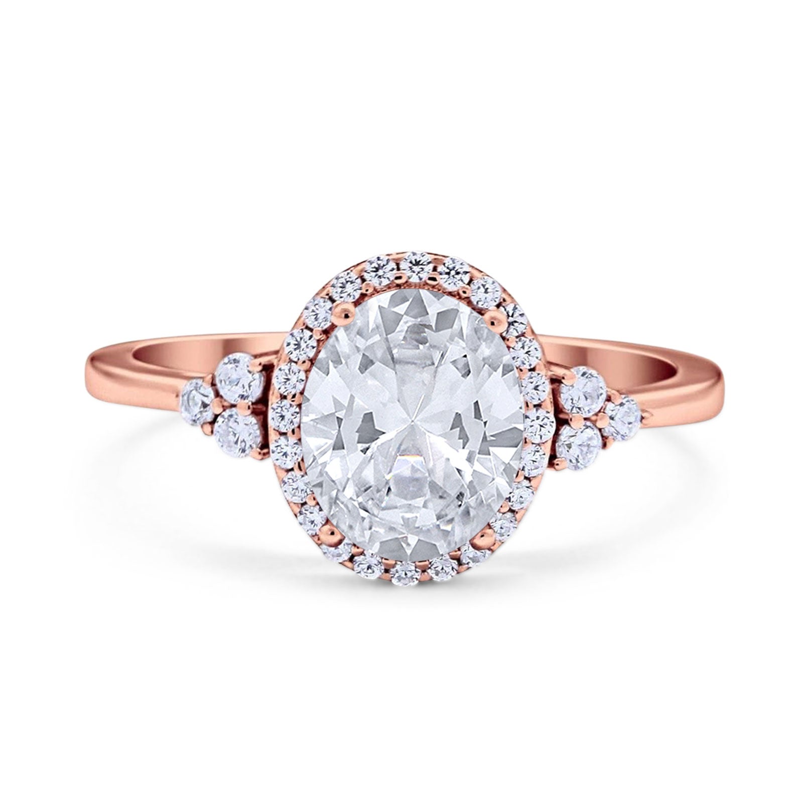 Moissanite Rose Tone Silver Size-5 Art Deco Oval Classic Vintage Style ...
