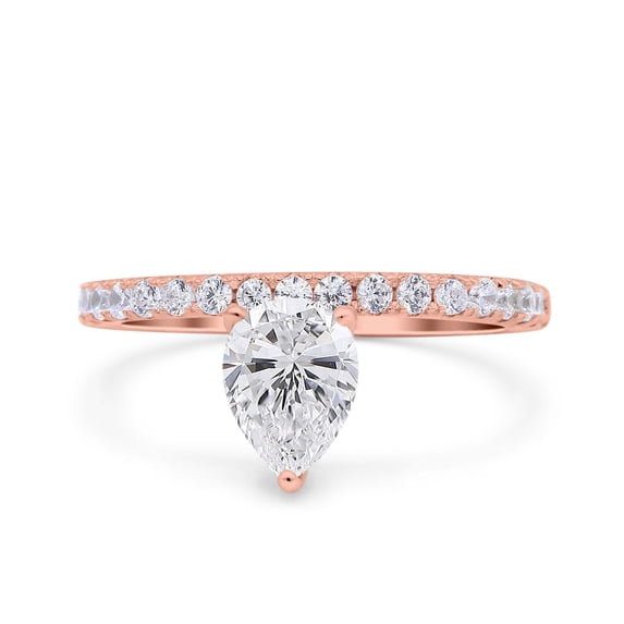 Moissanite Rose Tone Silver Size-5 Art Deco Pear Teardrop Vintage Style ...
