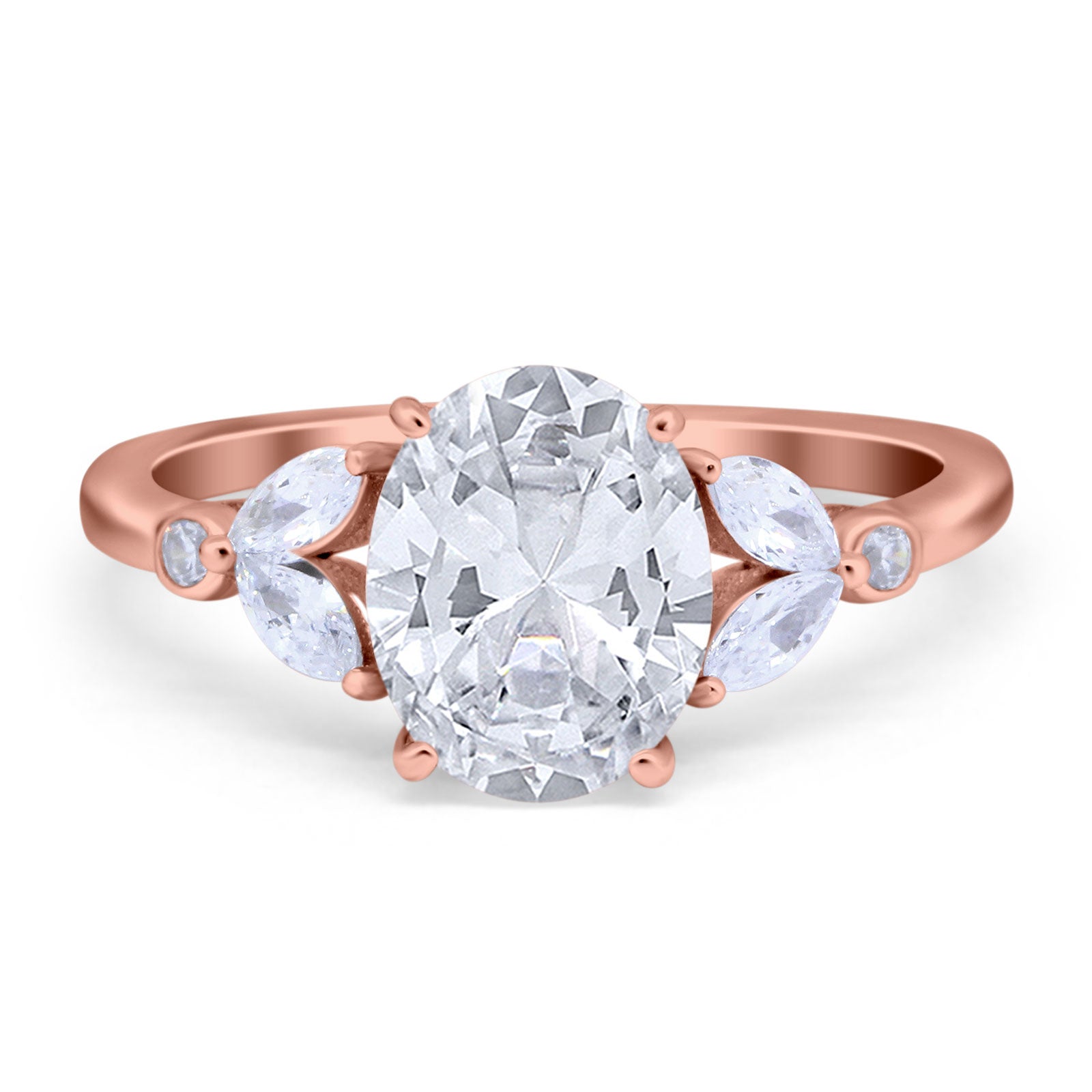 Moissanite Rose Tone Silver Size-8 Oval Vintage Style Leaf Design ...
