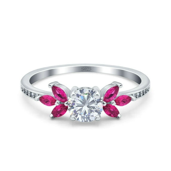 Moissanite Size-7 Art Deco Round Floral Vintage Leaf Style Marquise ...