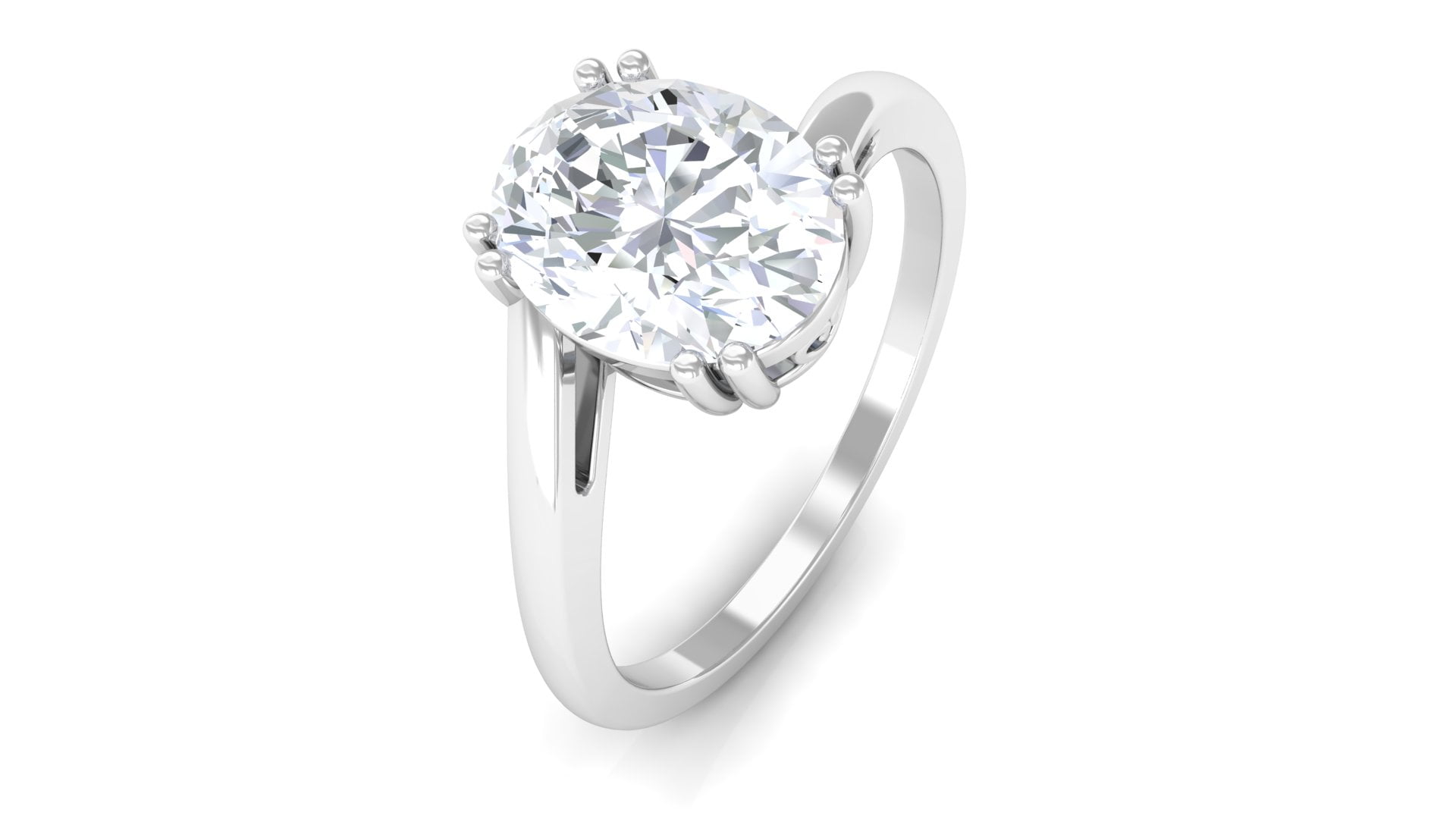 Moissanite Solitaire Bypass Engagement Ring 2 Carat (7X9 mm Oval, D-VS1 Grade), 14K White Gold ...