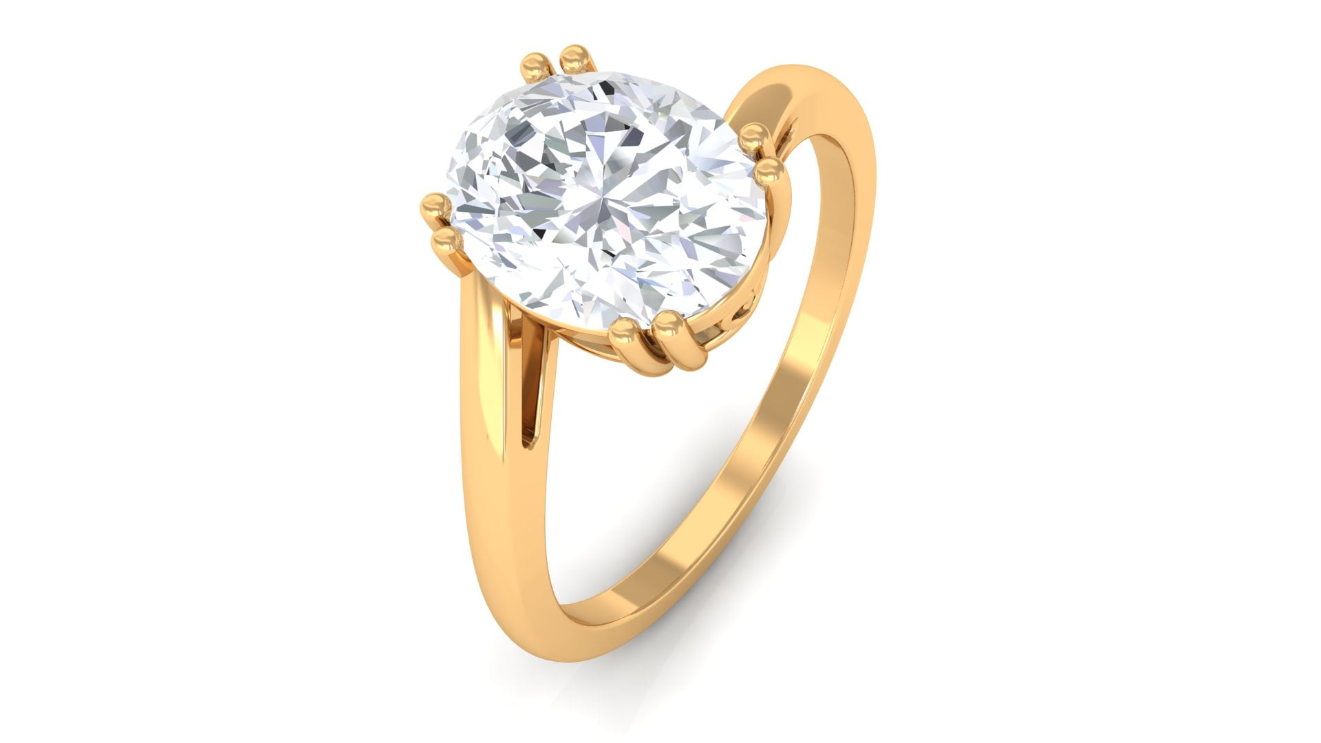 Moissanite Solitaire Bypass Engagement Ring 2 Carat (7X9 mm Oval, D-VS1 Grade), 14K Yellow Gold ...