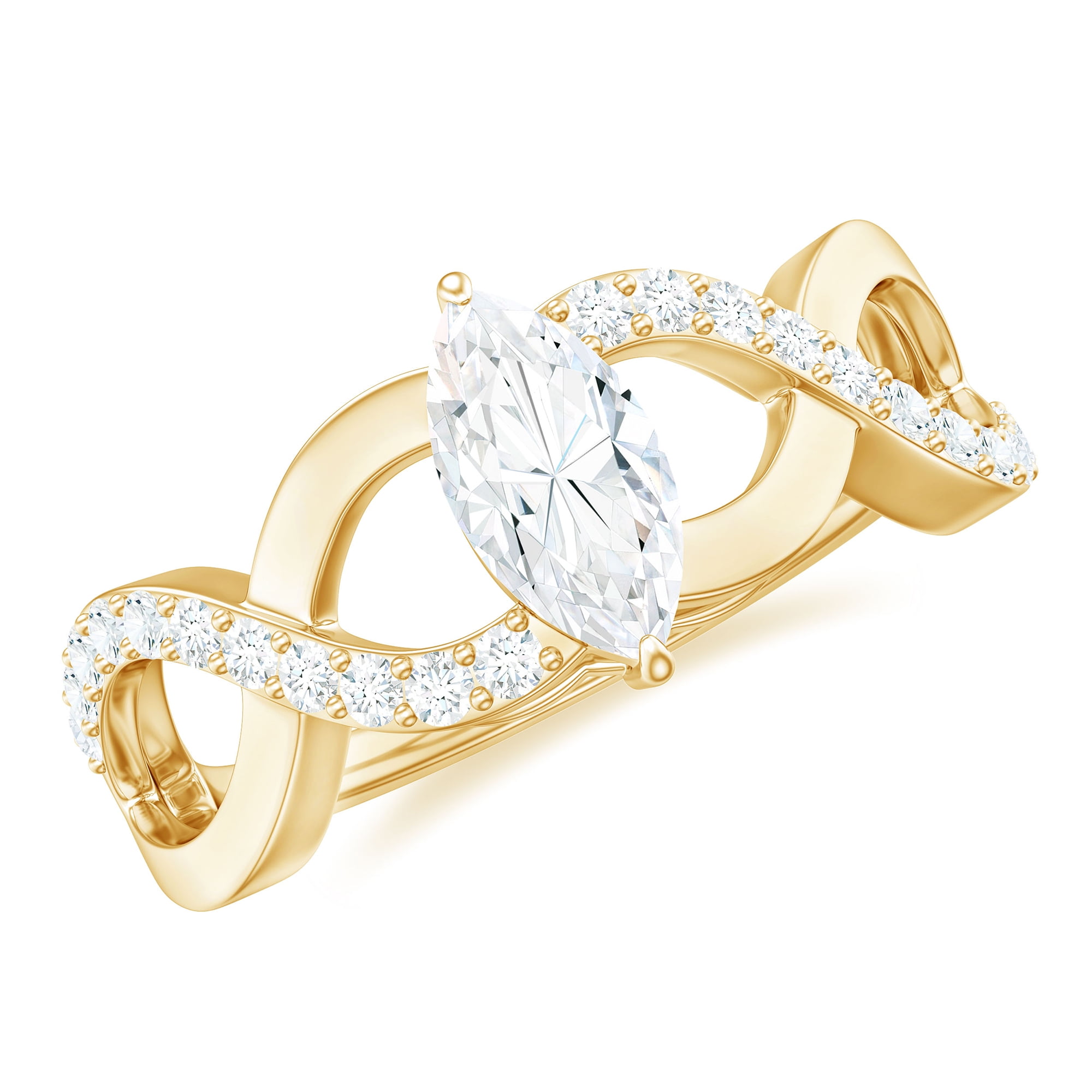 Rosec Jewels Moissanite Solitaire Crossover Engagement Ring for Women ...