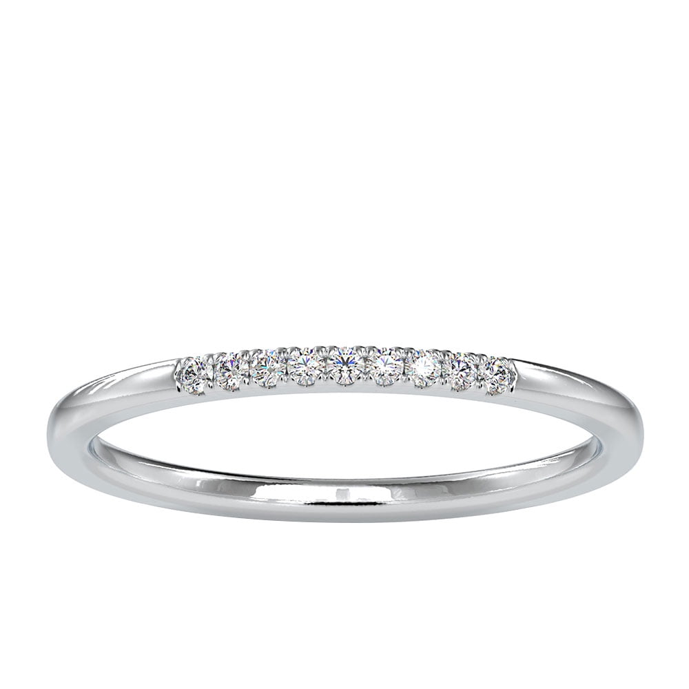 Moissanite Stackable Ring Enhancer in Scalloped Setting, 18K White Gold ...