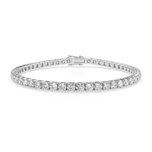 Moissanite Tennis Bracelet For Women And Men 18k White Gold Plated