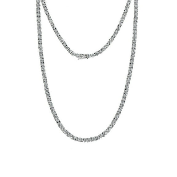 3-5MM Round Cut Moissanite Tennis Necklace for Lady 925 Sterling Silver ...