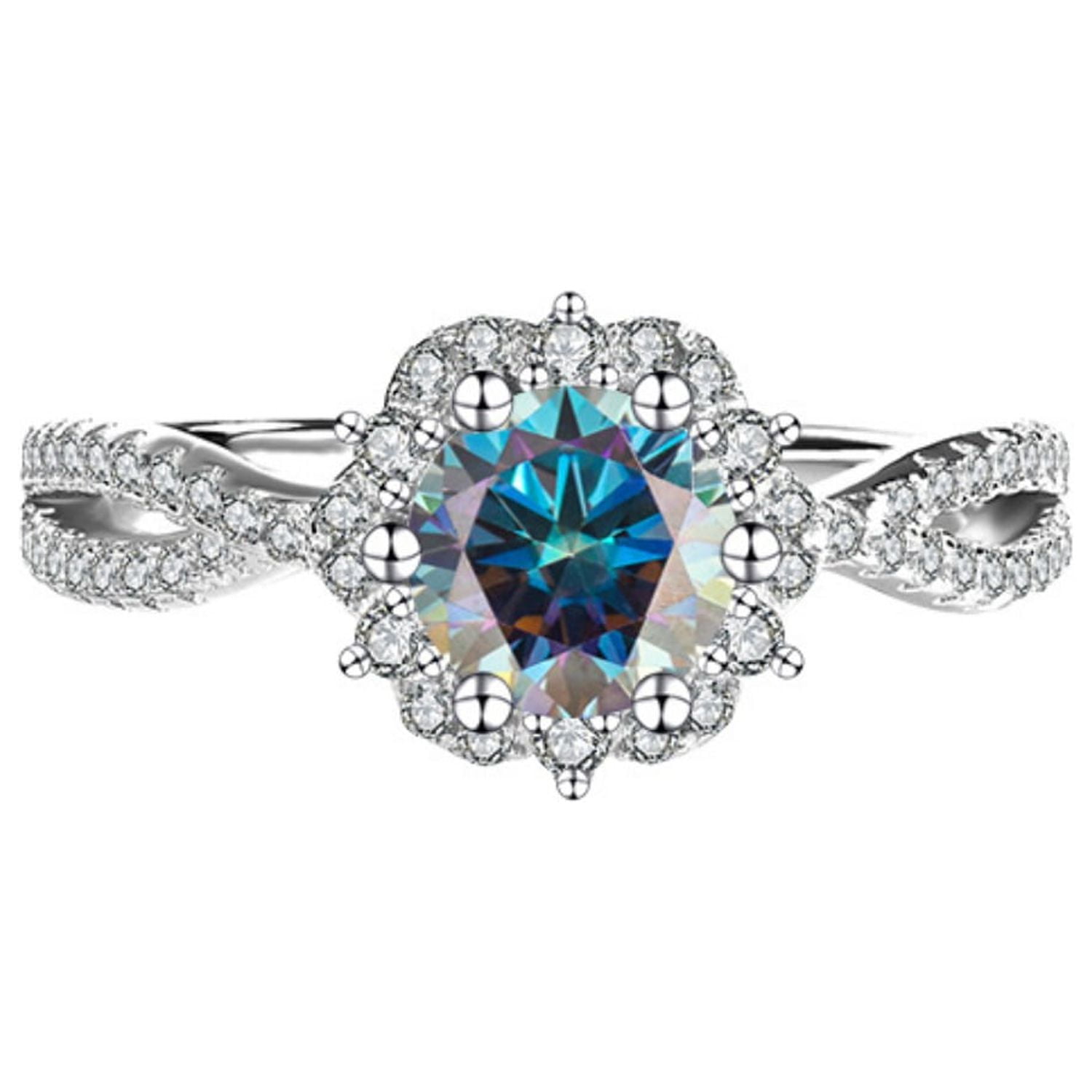 Moissanite Wedding Rings for Women 1ct Round Cut D Color VVS1 Green/Red ...