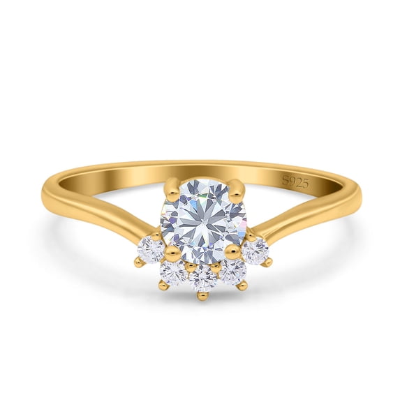 Moissanite Yellow Tone Silver Size-5 Art Deco Round Vintage Style ...