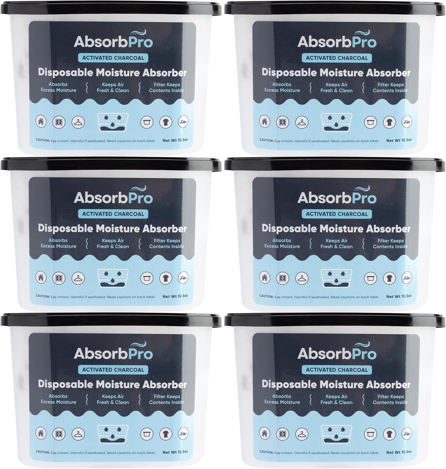 Moisture Absorber Tub with Activated Charcoal - 6-Pack - 10.5 oz ...