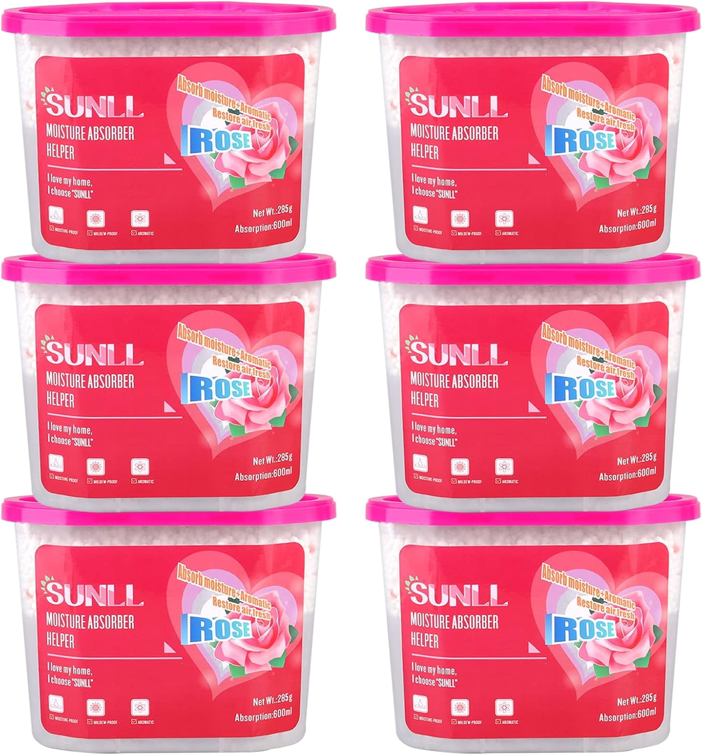 Moisture Absorber boxes (6 Pack), 12.5 Oz, 600ML, Odor Eliminator ...