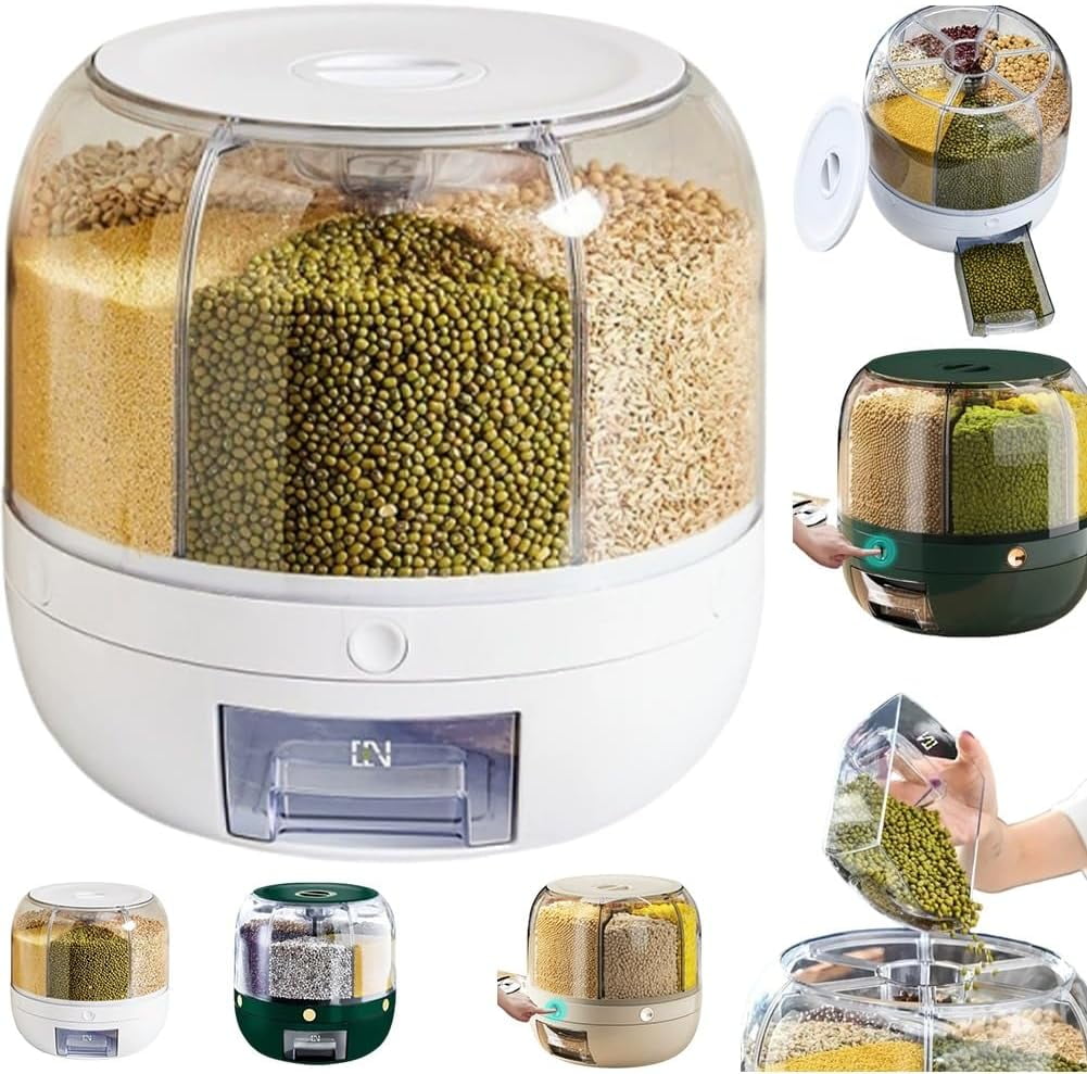 Moisture-Proof Grain Dispenser with Lid, Rotating Beans Storage ...
