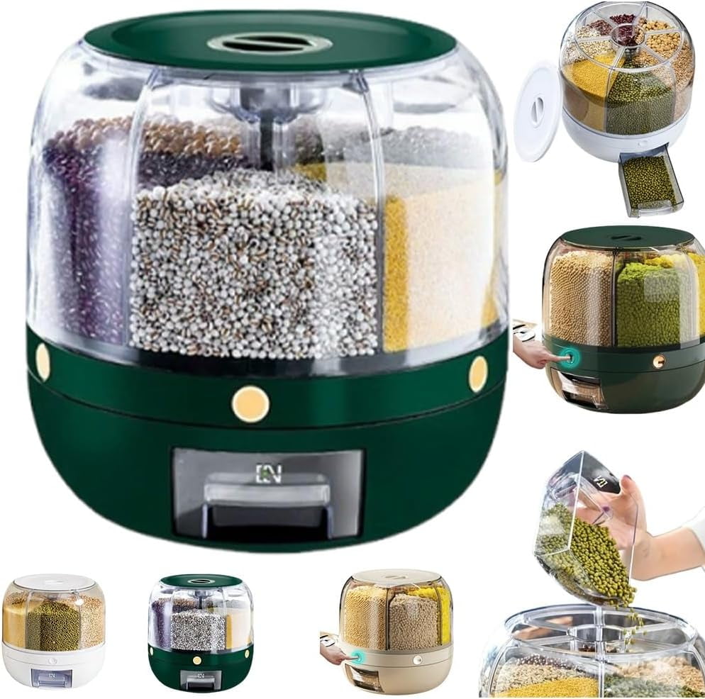 Moisture-Proof Grain Dispenser with Lid, Rotating Beans Storage ...
