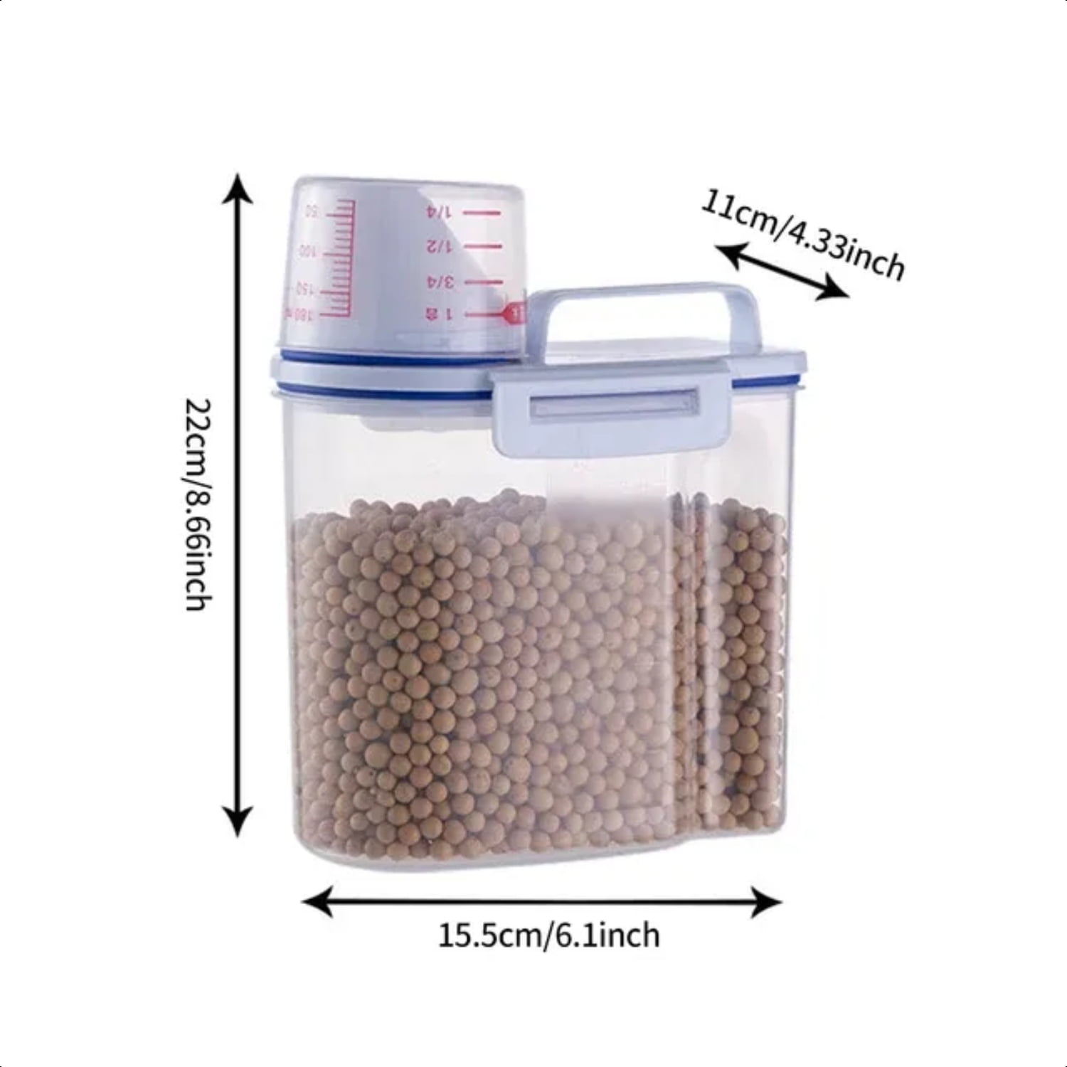 Moisture Proof Plastic Food Container with Measuring Cup for Dogs and ...