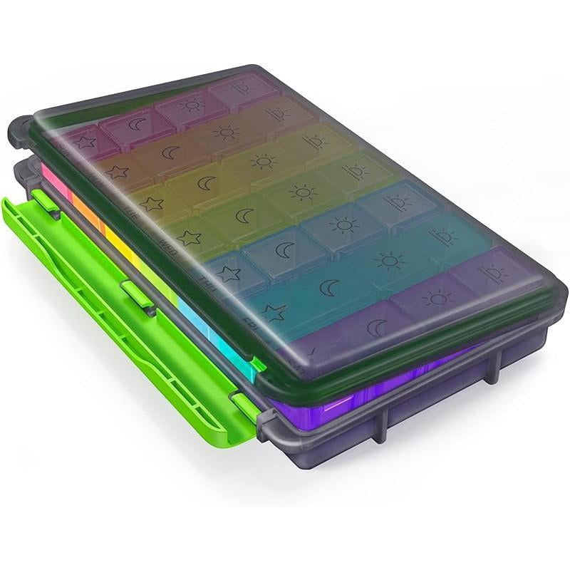 Moisture-Proof Weekly Pill Organizer 4 Times a Day, Large 7 Day Pill ...