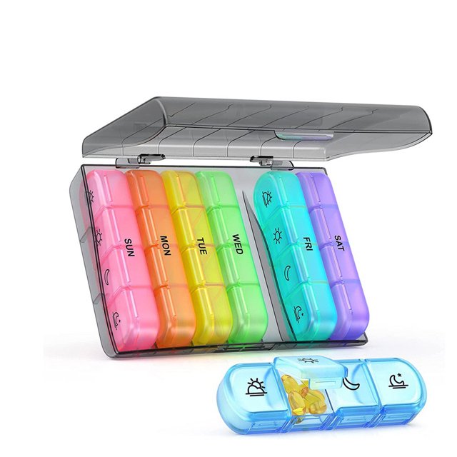 Moisture-Proof Weekly Pill Organizer 4 Times a Day, Large 7 Day Pill ...