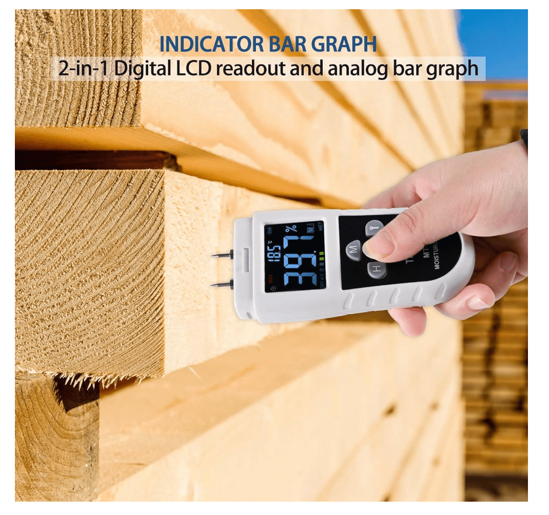 Moisture Tester Wood Moisture Meter with Flashlight, Water Leak ...