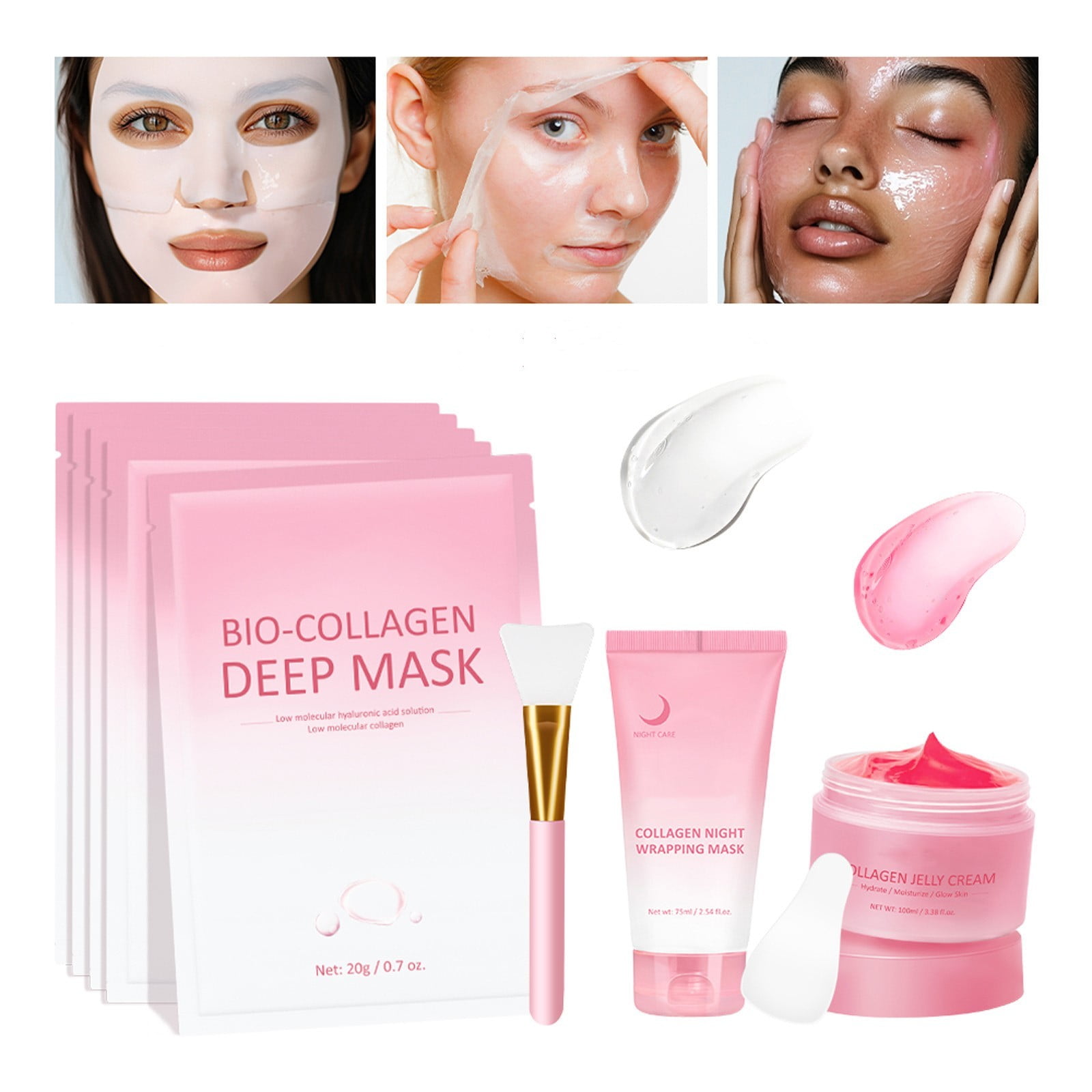 Moisturizing Collagen Firming Hydrogel Mask, Overnight Repair for Dry ...