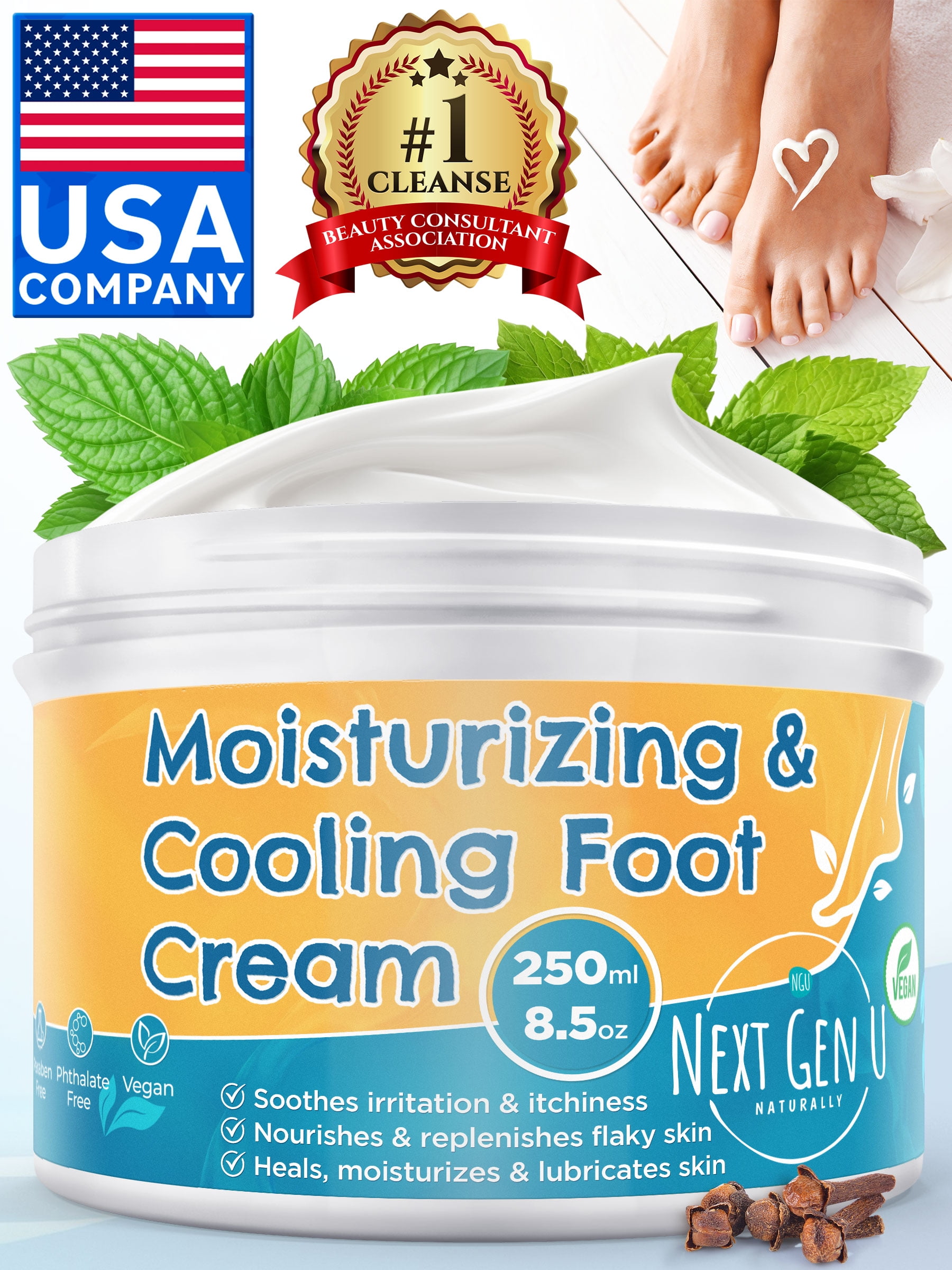NGU Next Gen U Foot Cream, Antifungal Mint Foot Lotion, 8.5oz Relief ...