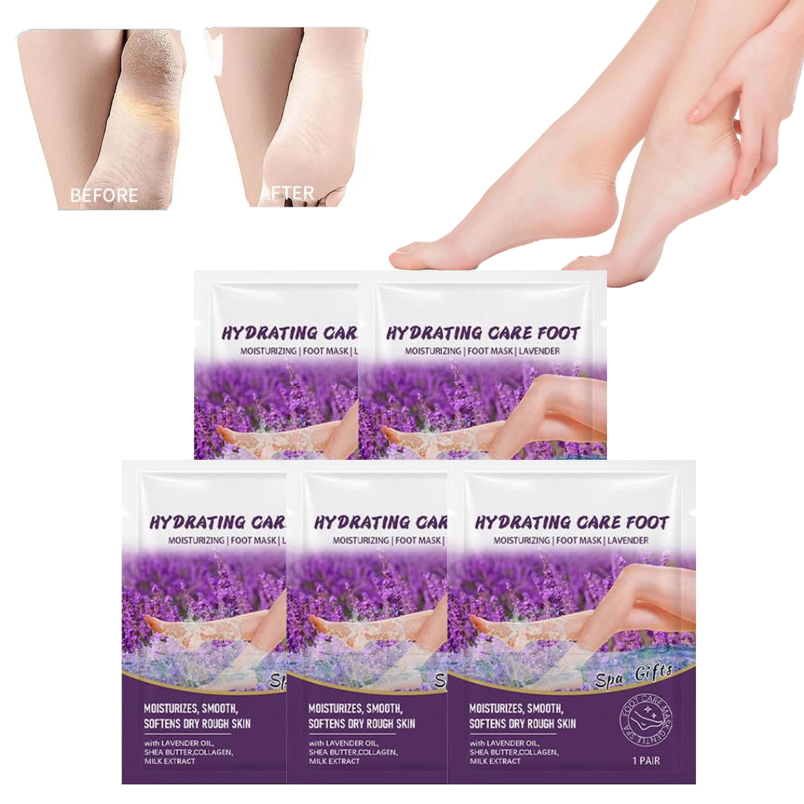 Moisturizing Foot Mask 5 Pack, Hydrating Care Foot Masks for Dry ...