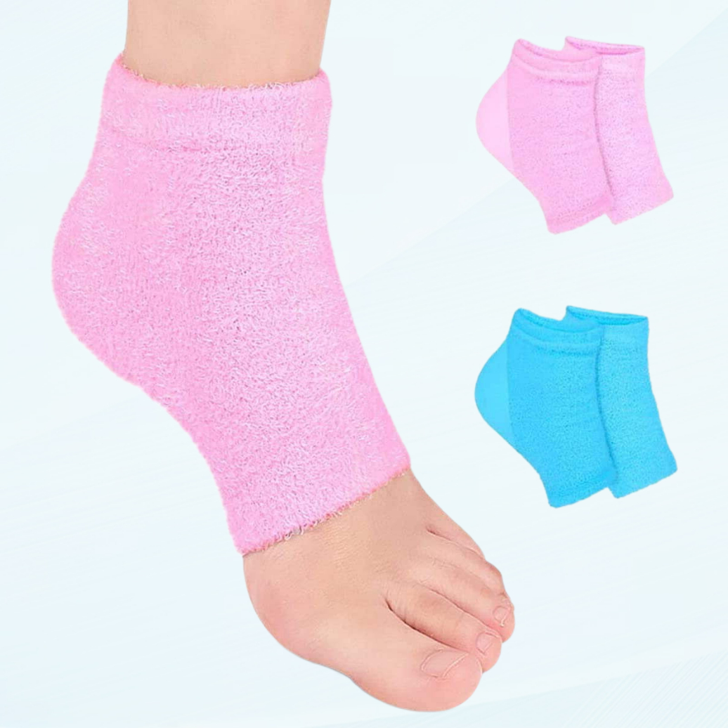 Moisturizing Gel Heel Sleeves - 2 Pairs Gel Lined Fuzzy Toeless Spa ...