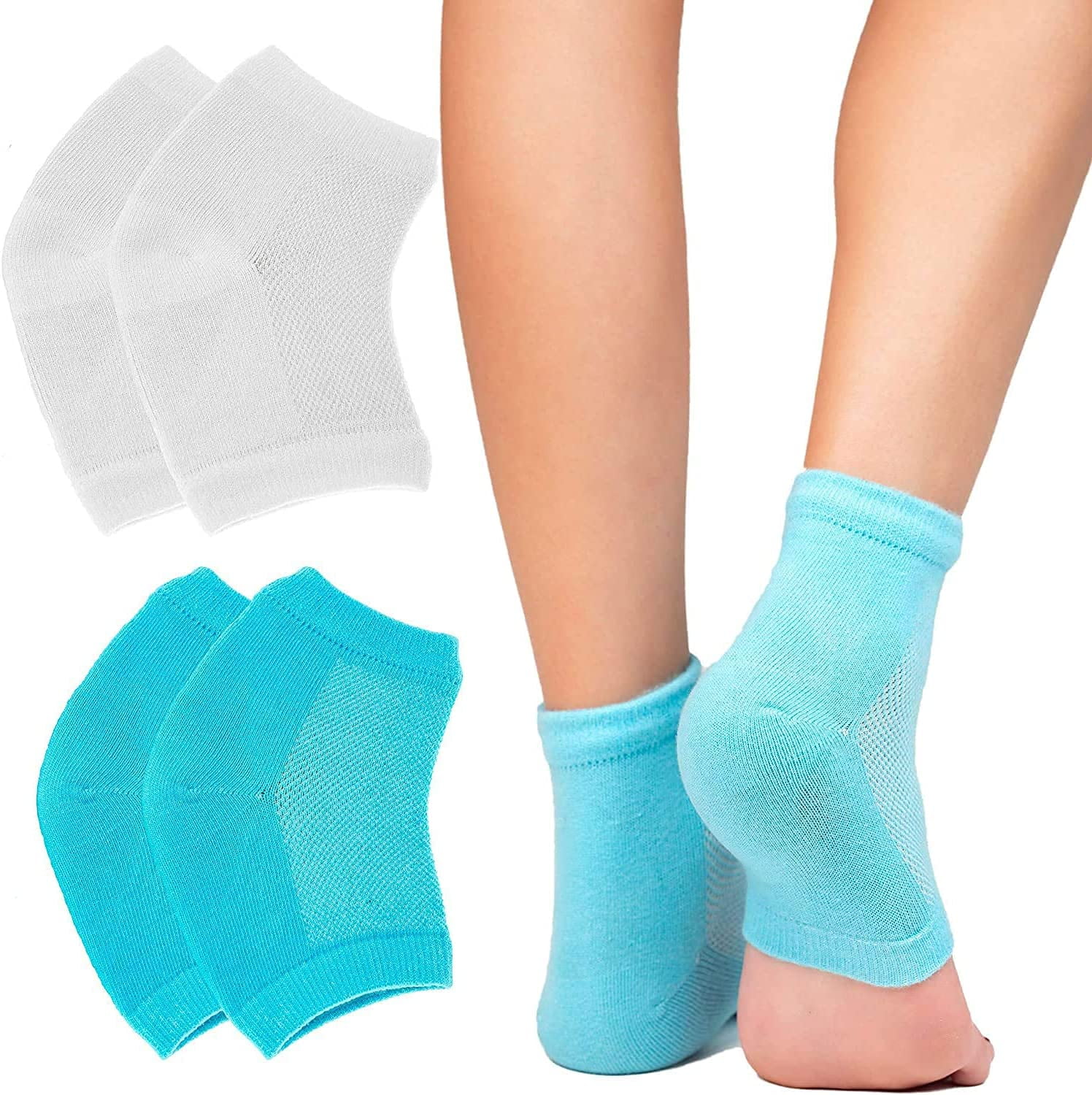 Moisturizing Gel Heel Socks, Vented Unisex Toeless Spa Sock for Foot ...