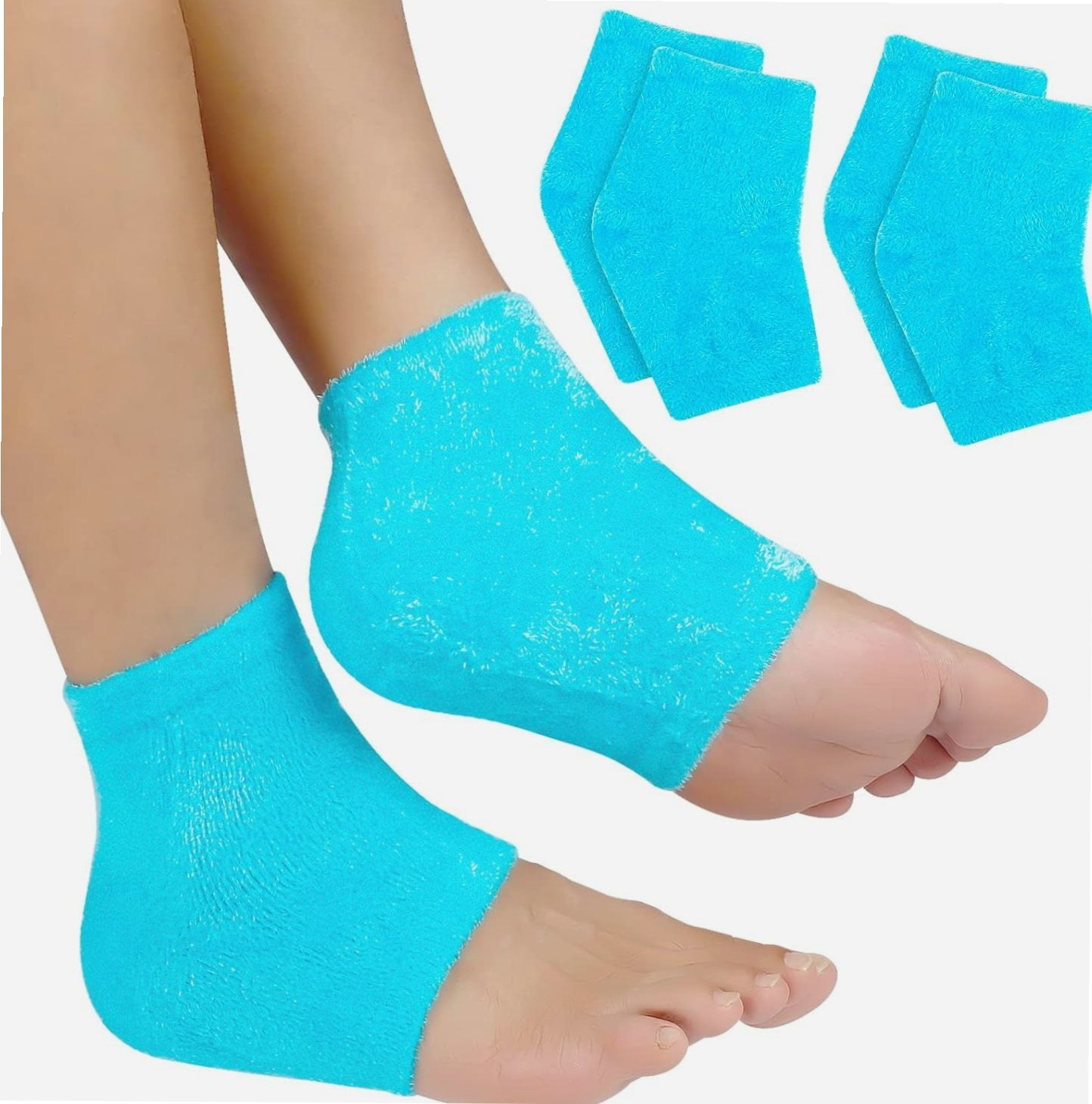 Moisturizing Heel Socks 2 Pairs Gel Lined Fuzzy Toeless Spa Socks ,Skin ...