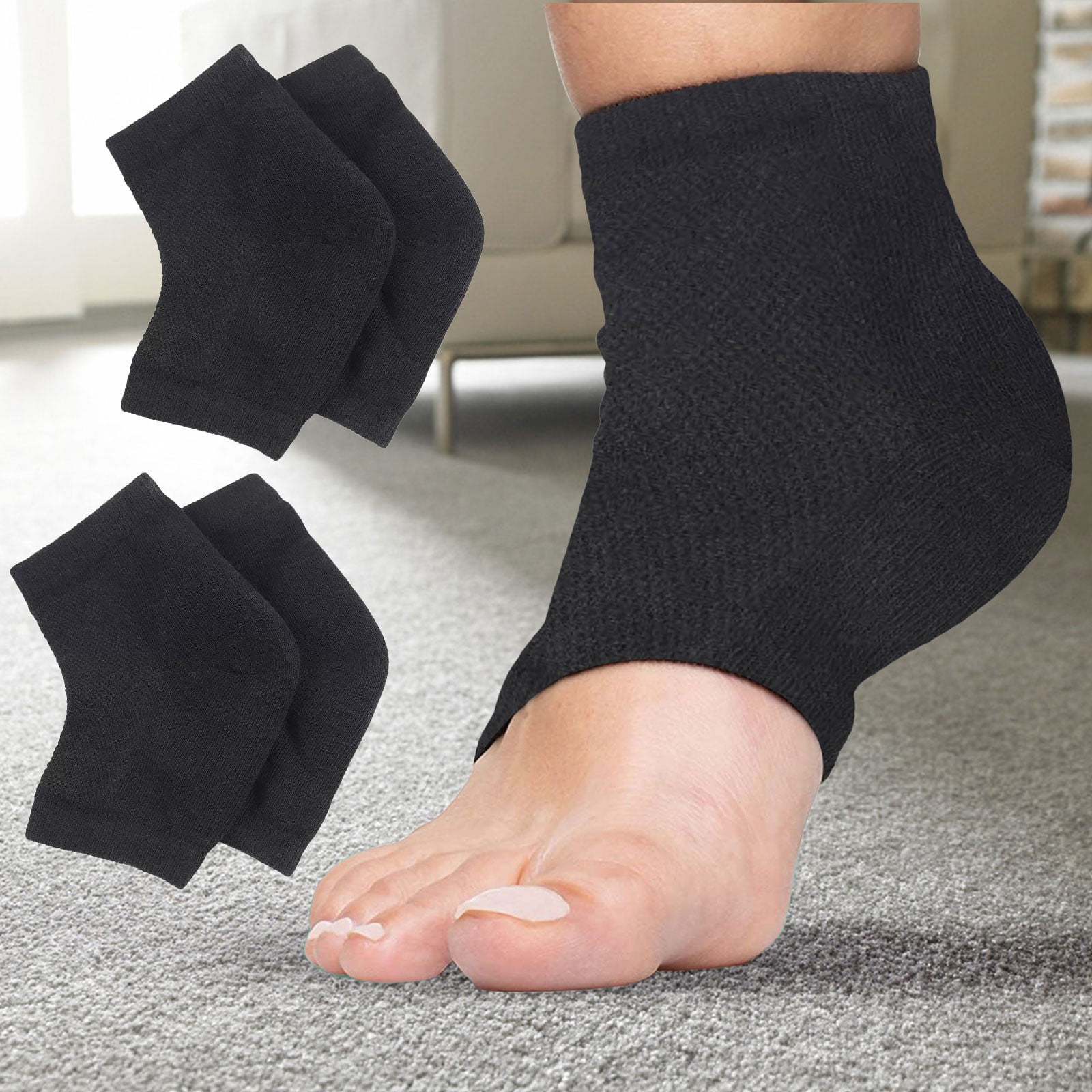 Moisturizing Heel Socks, 2 Pairs Of Gel Toeless Socks, Open Toe Socks ...