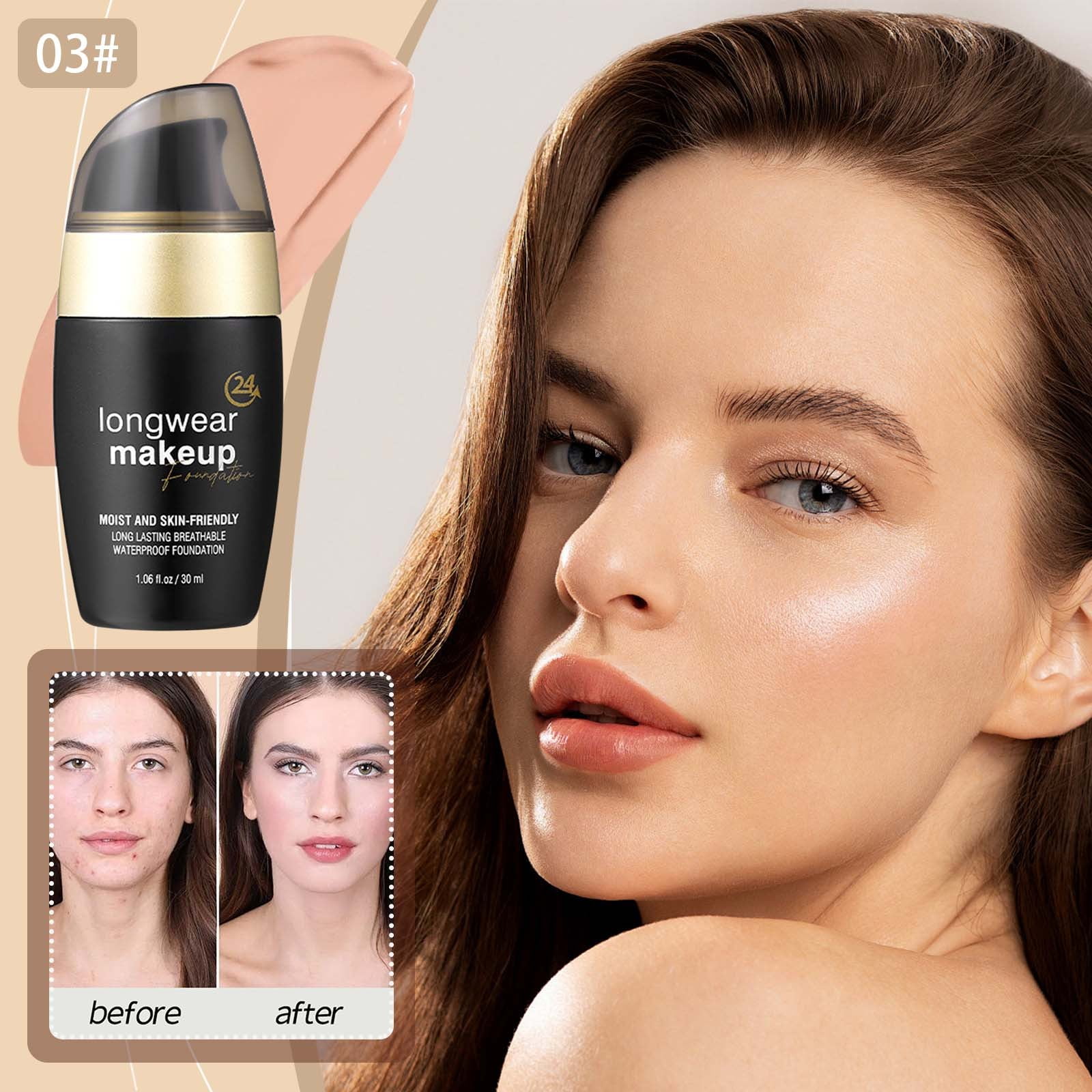 Moisturizing Liquid Foundation | Lightweight Full Coverage Concealer | Hydrating Formula for ...
