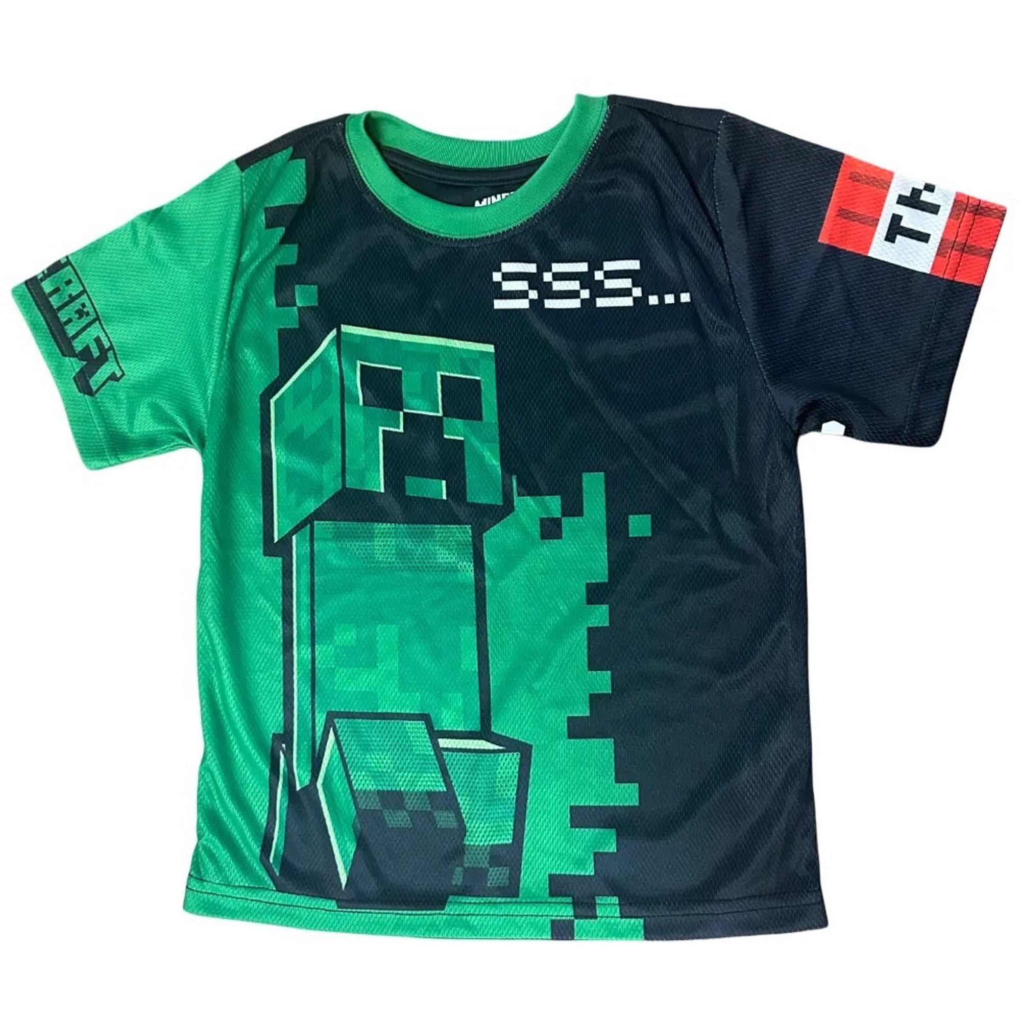 Mojang Minecraft Creeper Mesh Design Little Boy's T-Shirt (7) - Walmart.com