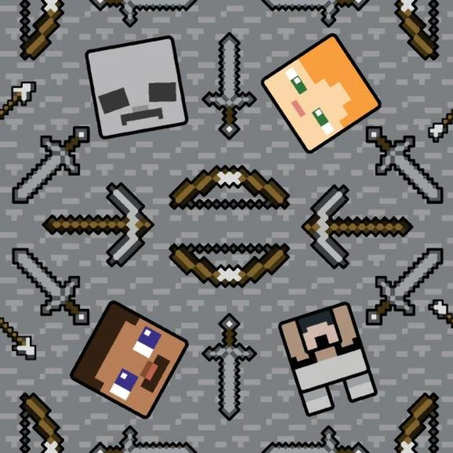 Mojang Minecraft Pre-Cut Material Yard, 100% Cotton Fabric, Pixel Toile ...