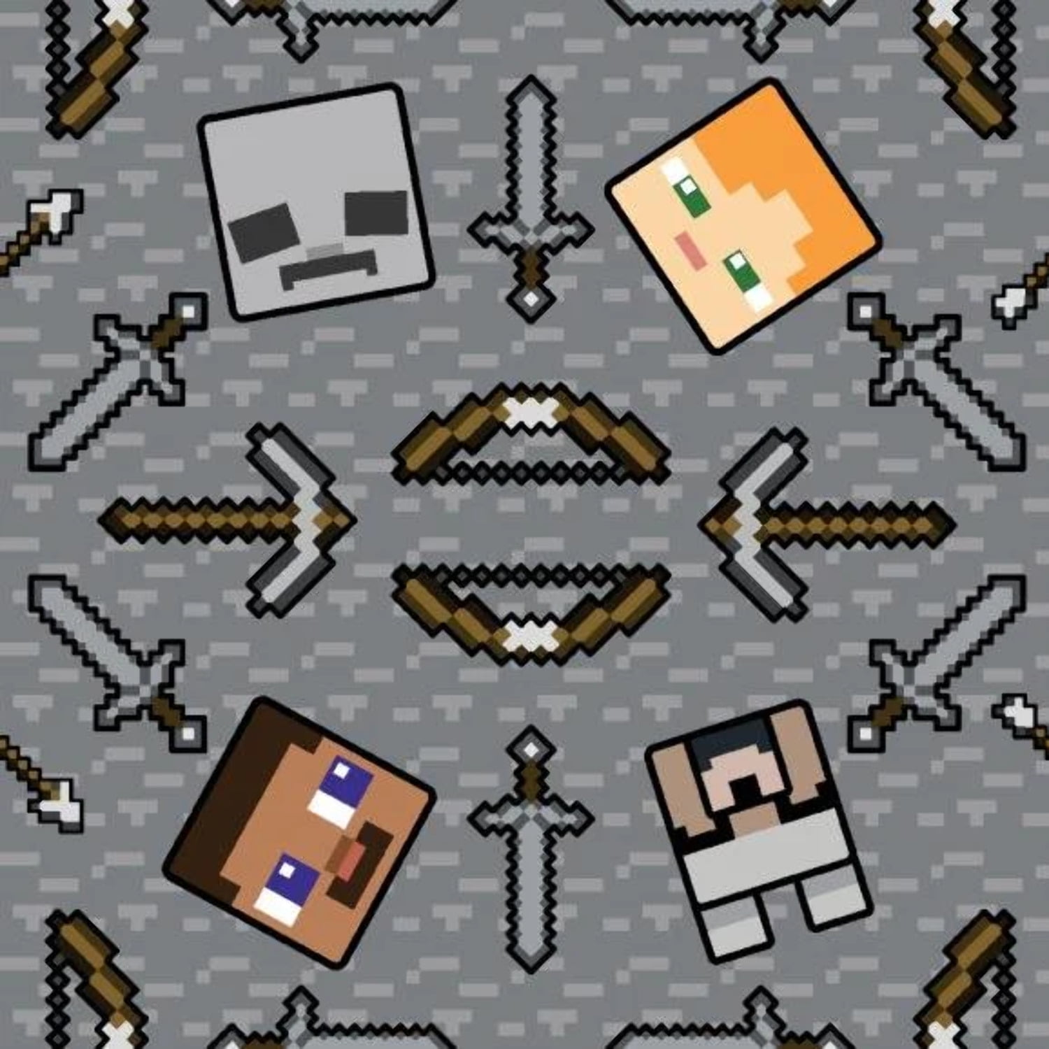 Mojang Minecraft Pre-Cut Material Yard, 100% Cotton Fabric, Pixel Toile ...