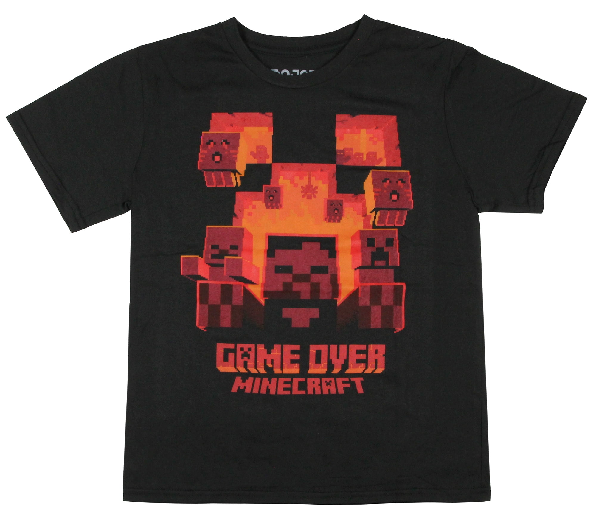 Mojang Studios Boys' Minecraft Flaming Game Over Pixel Design Kids ...