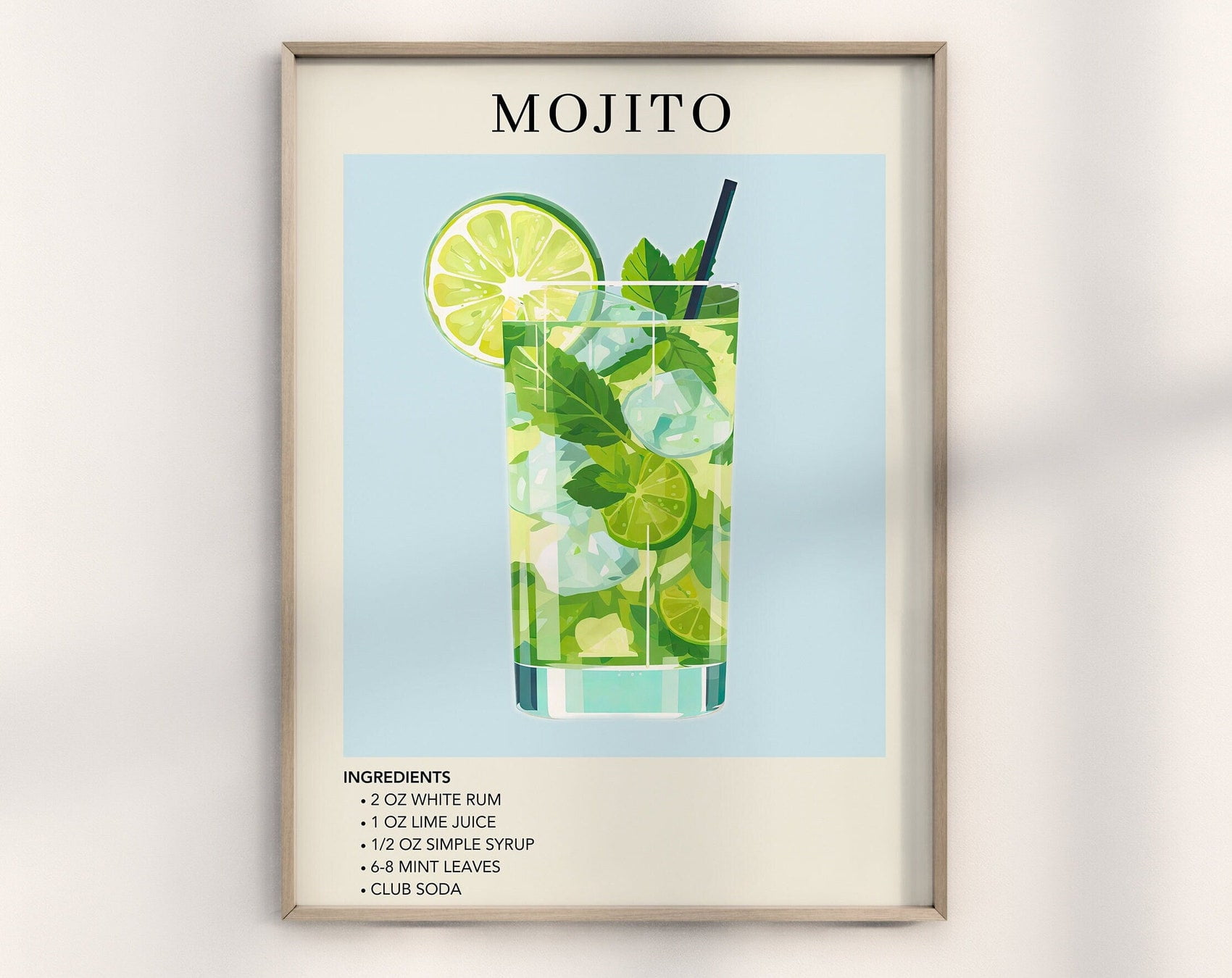 Mojito Art Print | Cocktail Art Poster | Cocktail Mixology Gift for Her ...