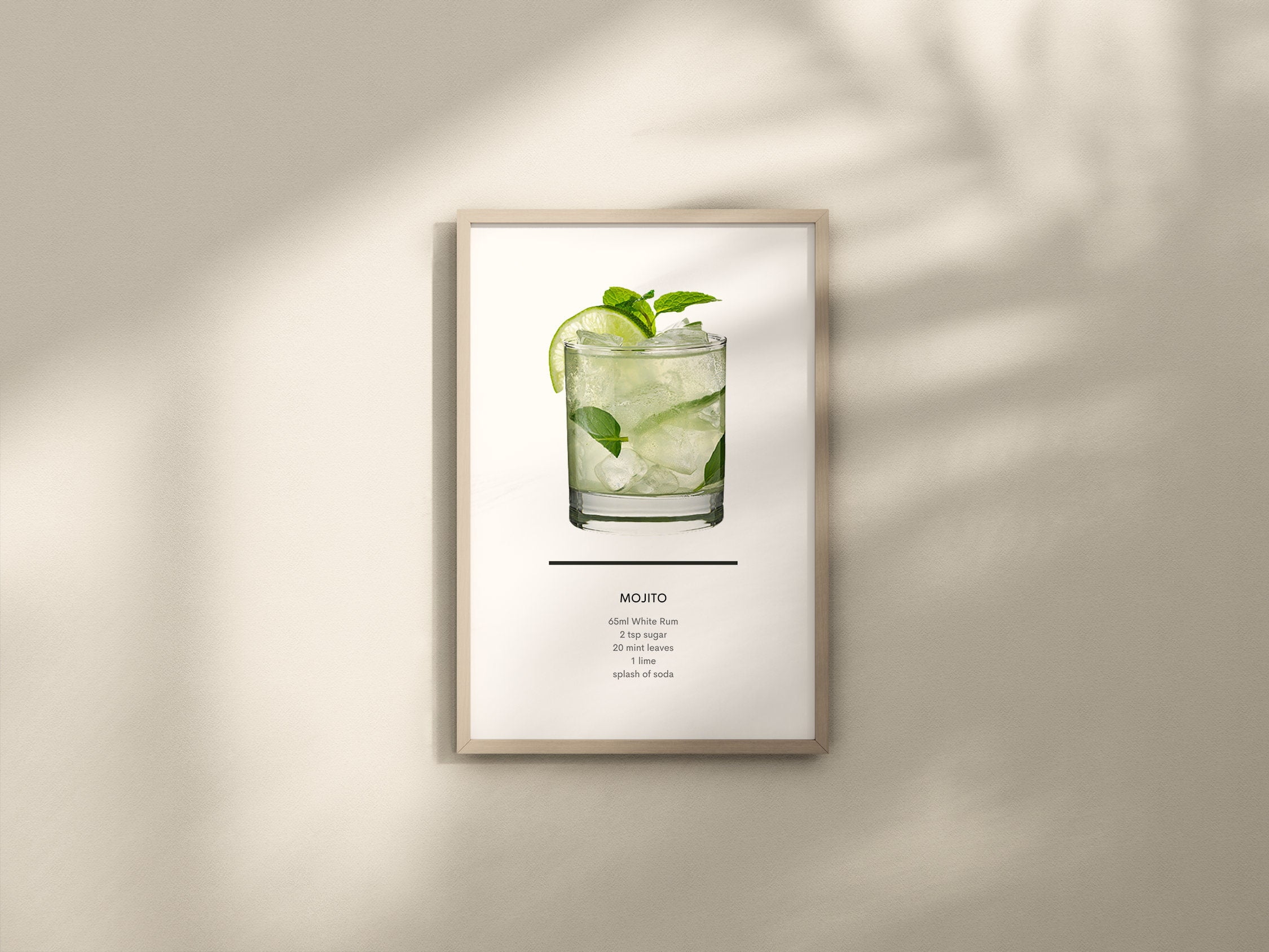 Mojito Cocktail Print, Drinks Poster, Kitchen Wall Art, Cocktail Recipe ...