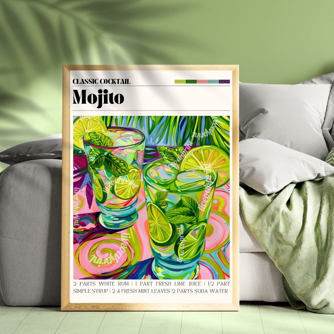 Mojito Print - Mojito Wall Art - Bar Cart - Classic Cocktail Prints ...